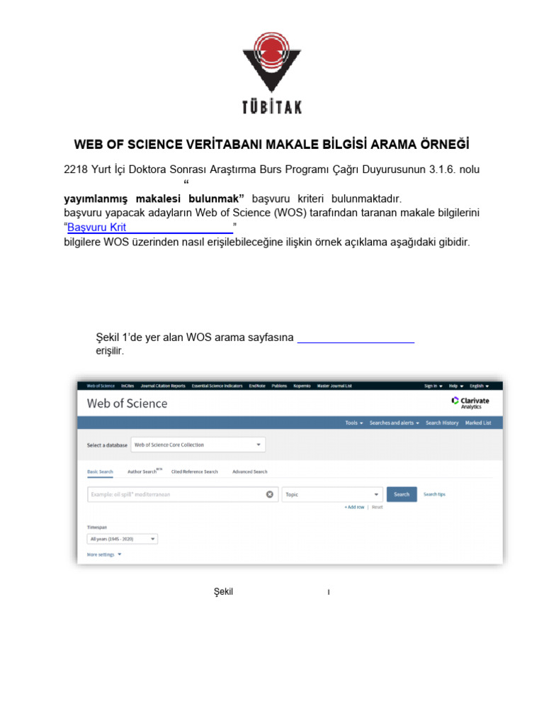 Wos Makale Bilgisi Tarama Yardimci Dokumani Vs | PDF