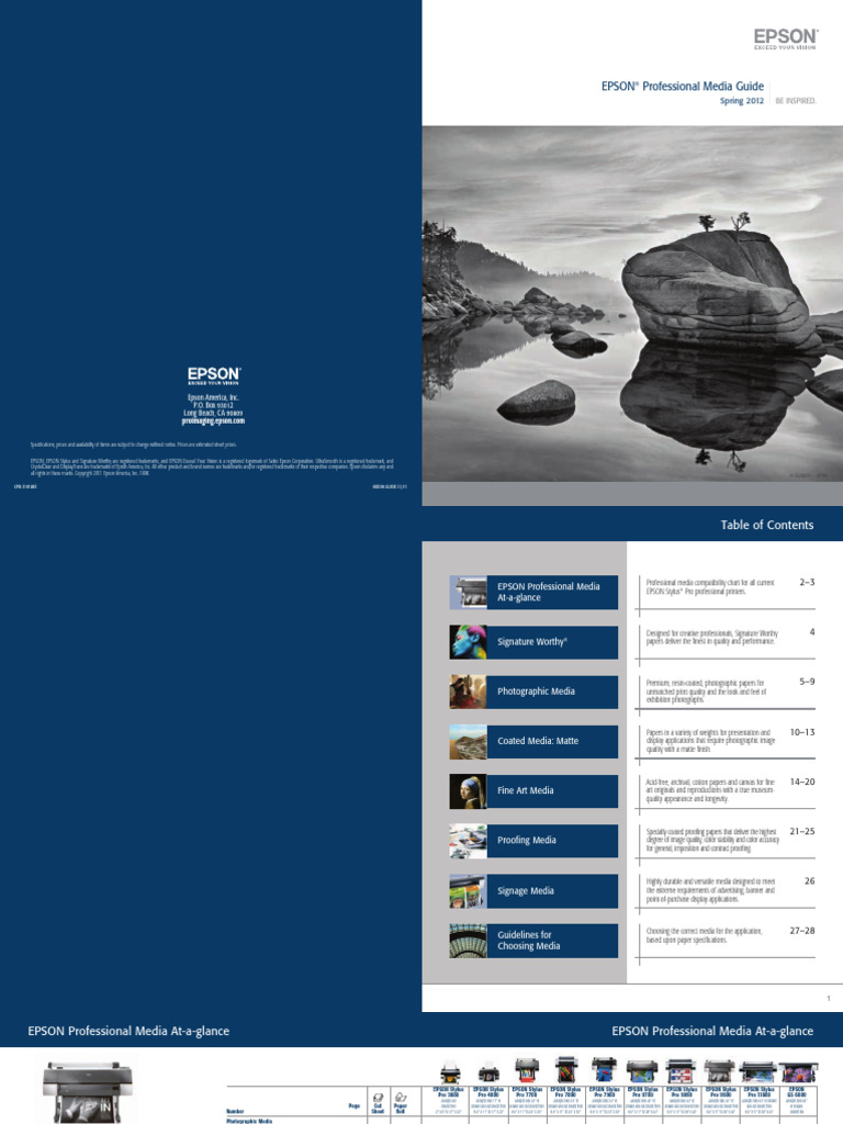EPSON Pro Media Guide 2012 | PDF | Printer (Computing) | Paper