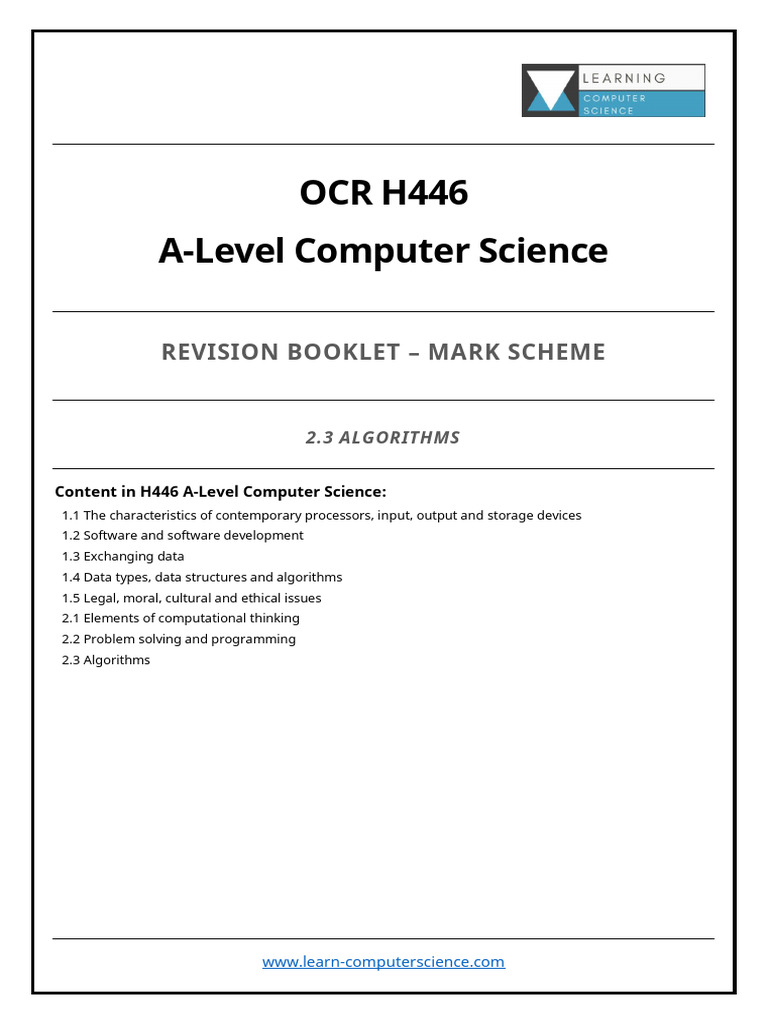 Ocr h446 2 3 Mark Scheme | PDF | Queue (Abstract Data Type) | Pointer (Computer Programming)