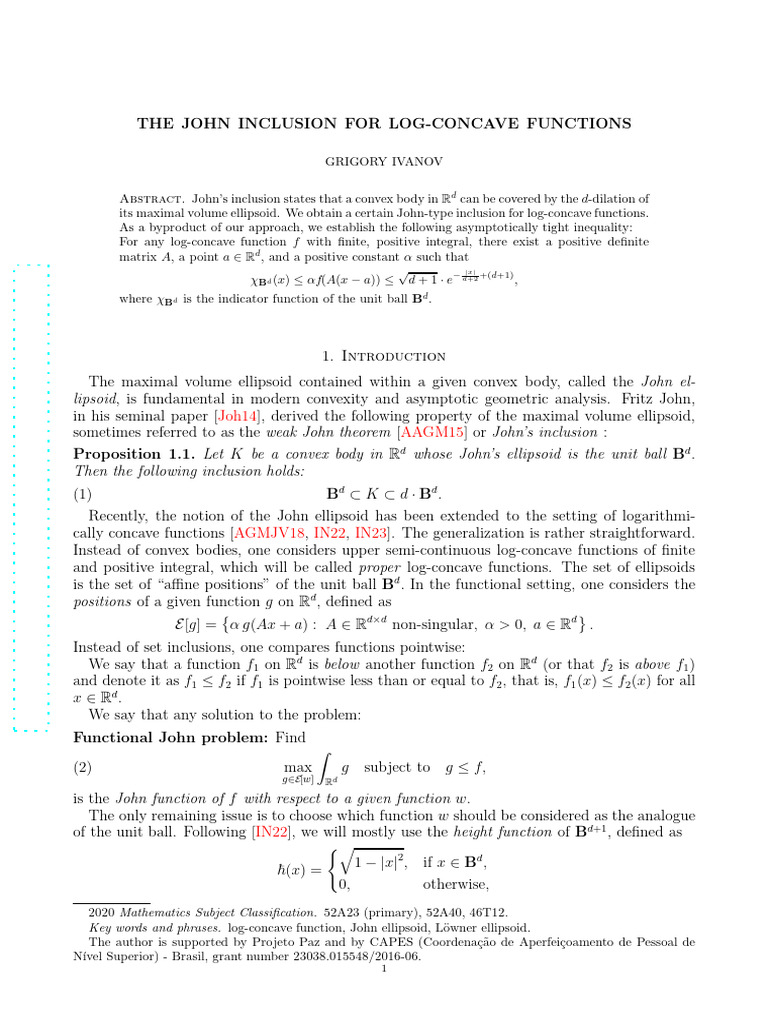the-john-inclusion-for-log-concave-functions-pdf-function