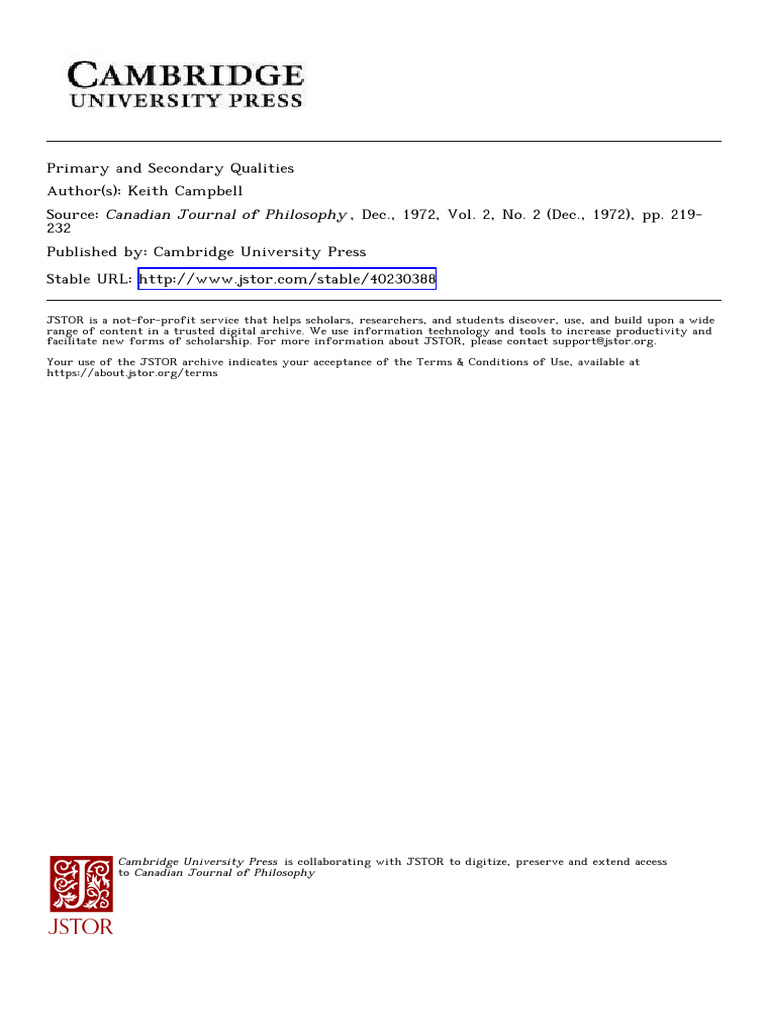 Understanding Primary and Secondary Qualities | PDF | Epistemology ...