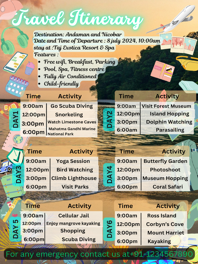 Purple Modern Travel Itinerary Weekly Planner A4 | PDF