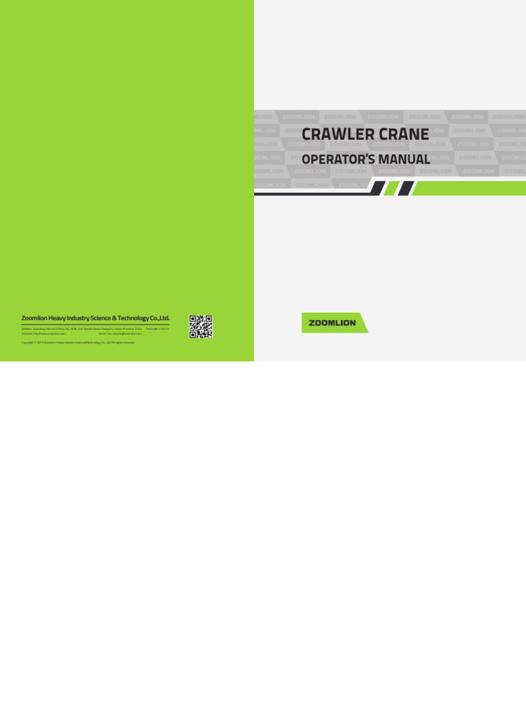 ZCC600V英文操作手册2020年8月第1版 operation | PDF | Crane (Machine) | Personal ...