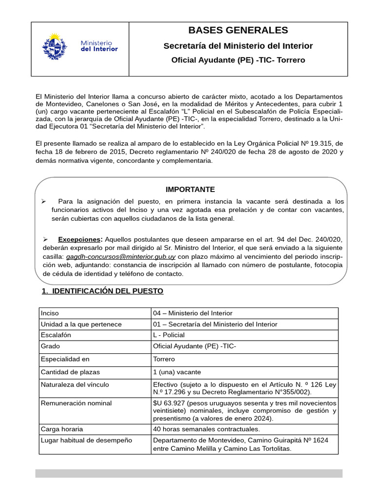Bases Generales | PDF | Documento de identidad