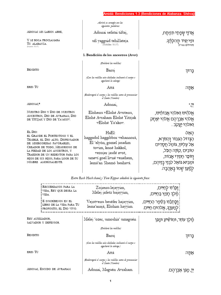Amida 01 | PDF | Teología judía | Tres festivales de peregrinación