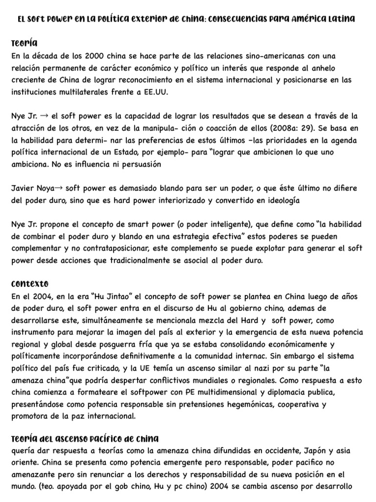 Resumen Soft Power China | PDF | Poder suave | China