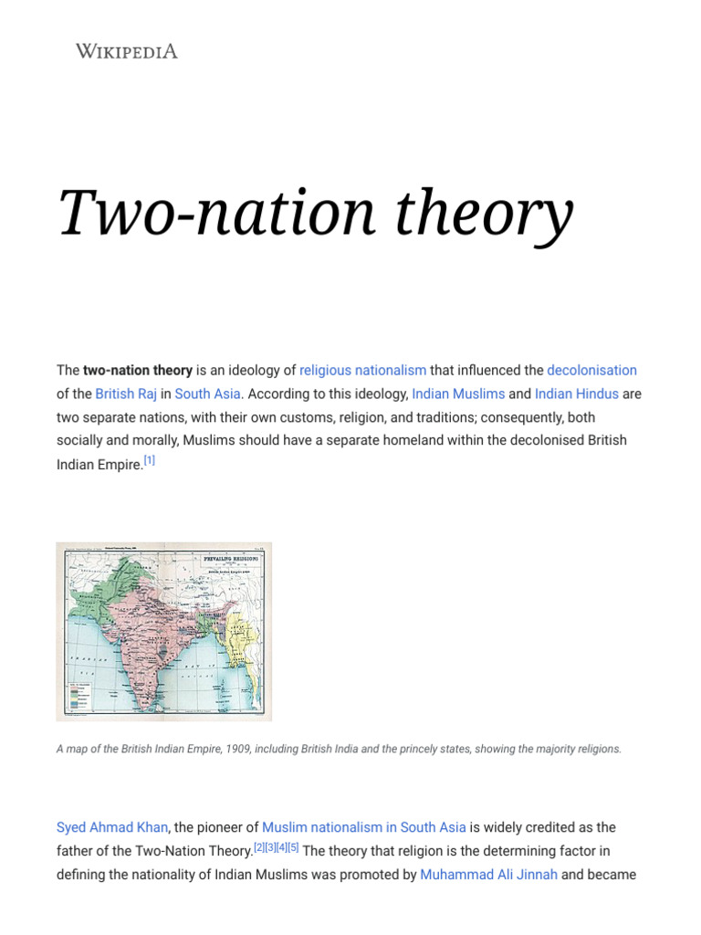 Two-Nation Theory - Wikipedia | PDF | Two Nation Theory