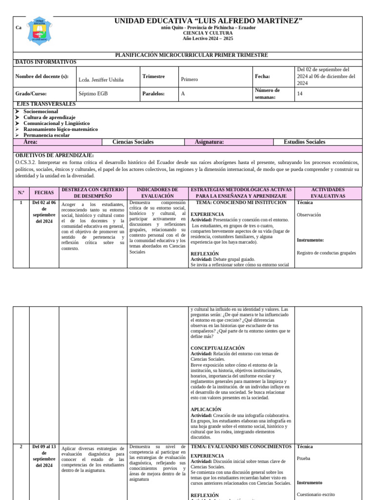 Pud 7mo Eess | PDF | Ecuador | Evaluación