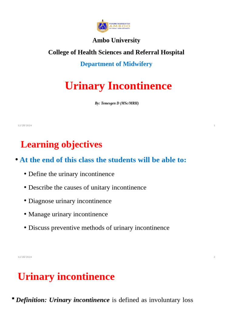 Urinary Incontinence | PDF | Urinary Incontinence | Urination