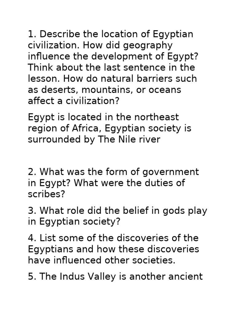 Egyptian Civilization: Geography & Society | PDF