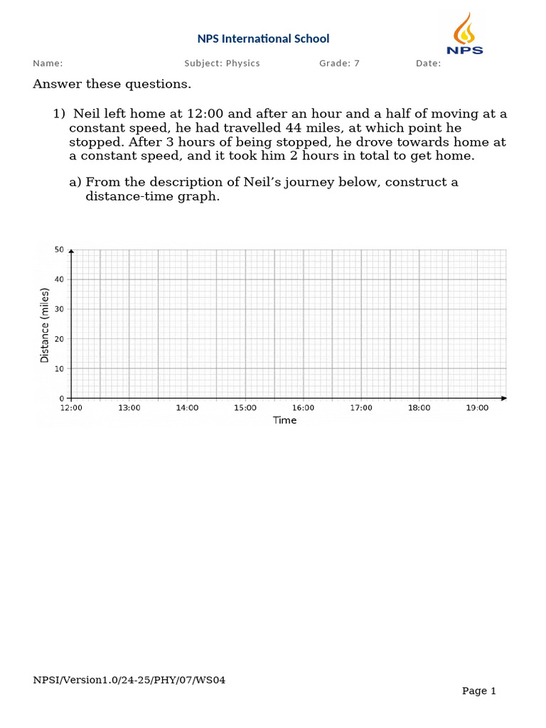 Grade 7 Physics Worksheet 4 | PDF