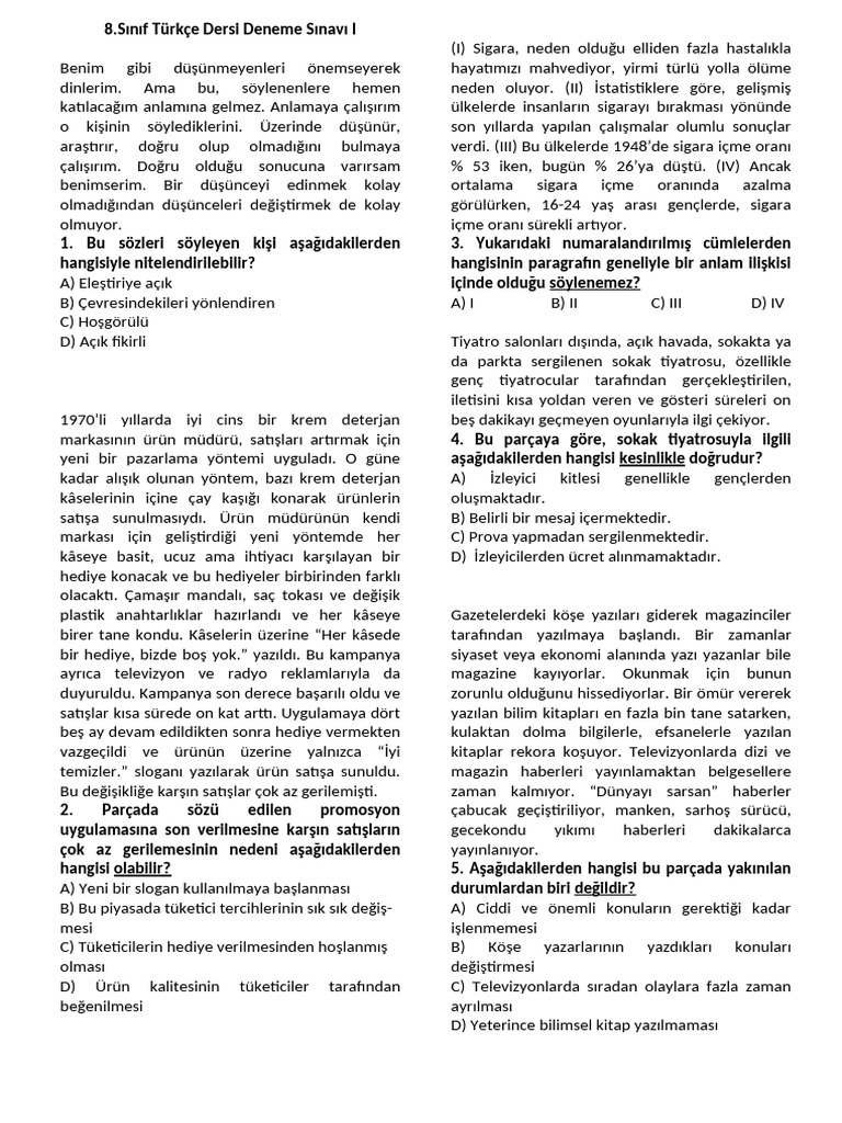 8.sinif Deneme | PDF