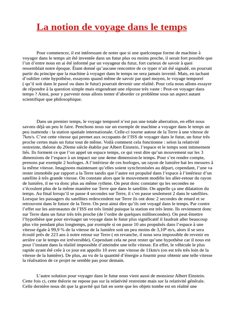 Voyage dans le temps : réalités et théories | PDF | Voyage dans le ...