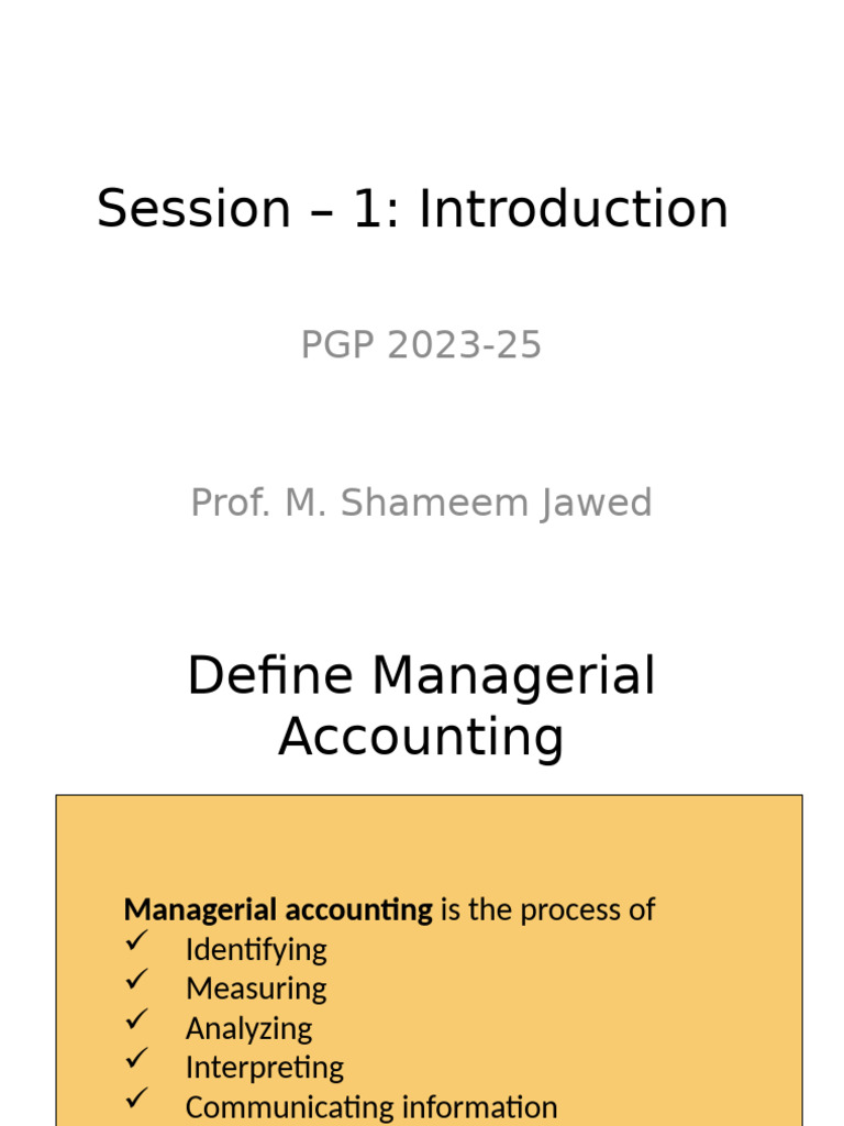 MANACC Session 1 - Final | PDF | Cost Of Goods Sold | Expense