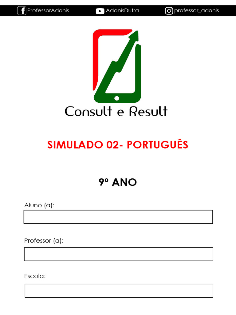 Simulado 02 - Português - 9º Ano - (Blog Do Prof. Adonis) ... | PDF | Dormir | Adolescência