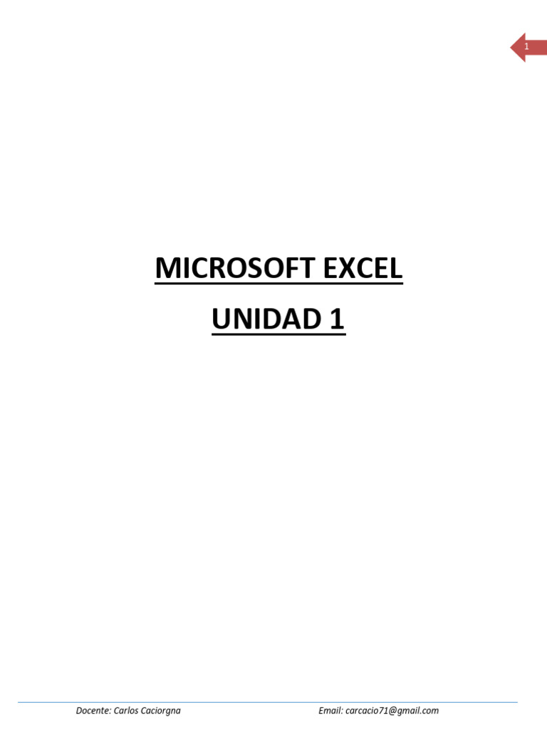 Teoría Excel - Unidad 1 | PDF | Microsoft Excel | Archivo de computadora