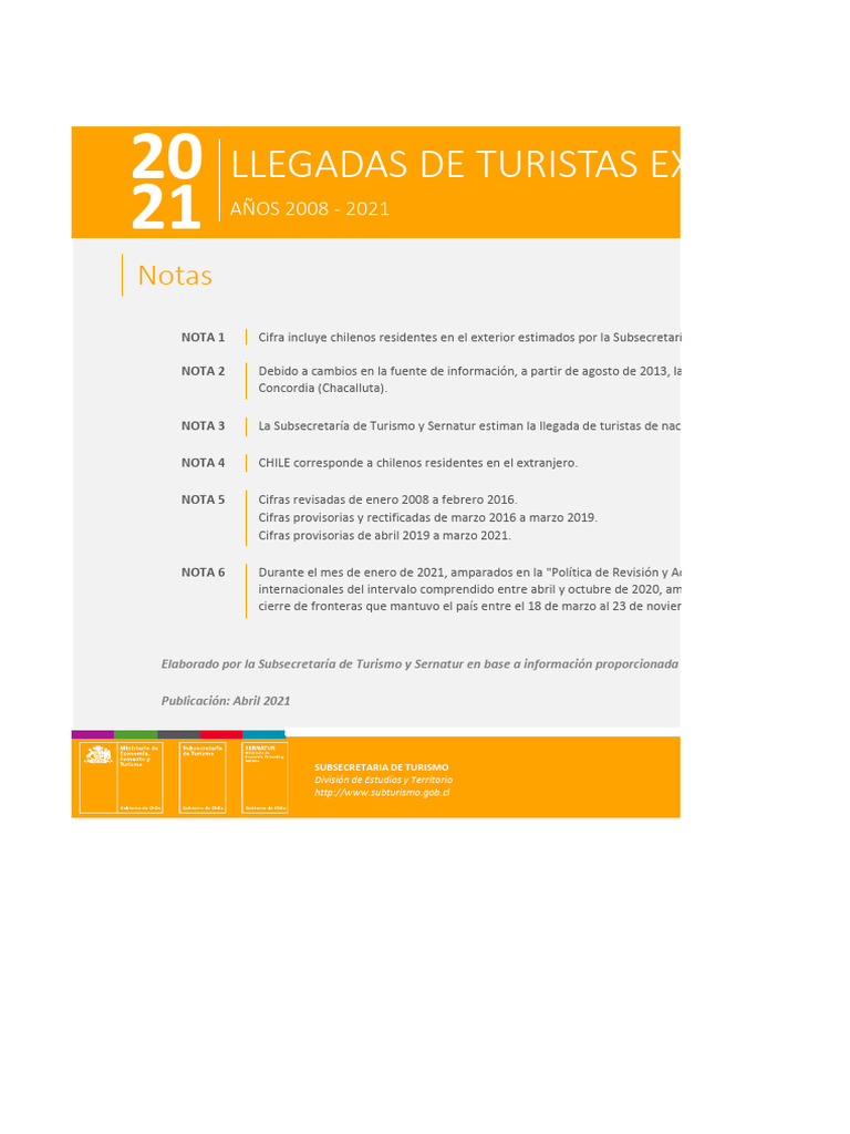 202103-LLEGADAS-DE-TURISTAS-EXTRANJEROS | PDF | Chile | Turismo