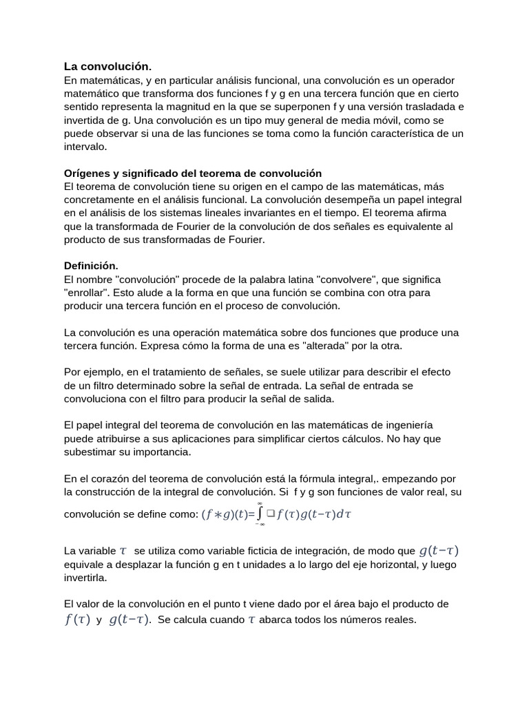 Investigación de Calculo - Teorema de La Convolución. | PDF ...
