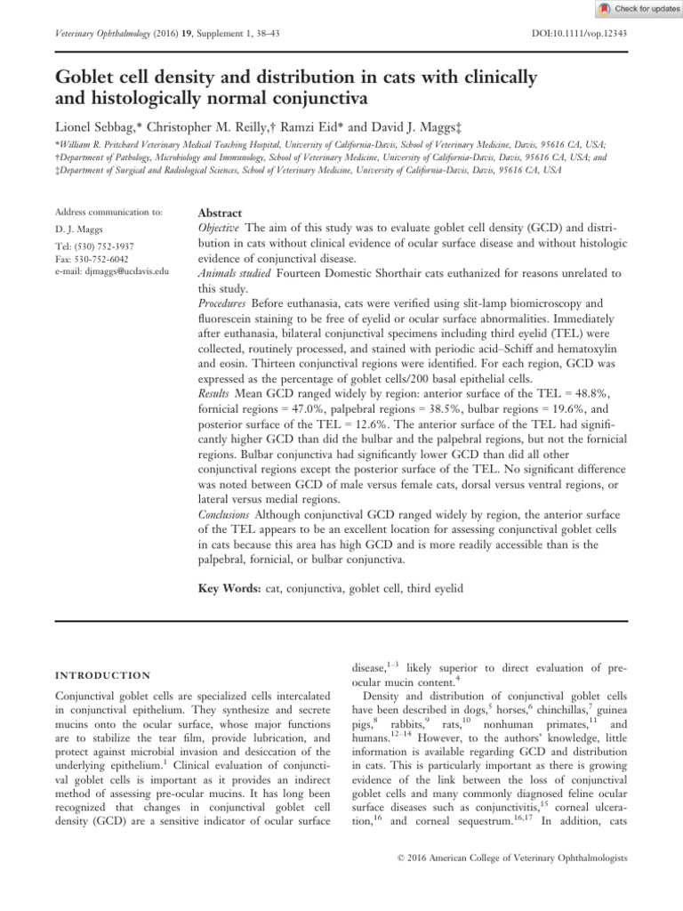 Goblet Cell Density and Distribution in Cats With Clinically and ...