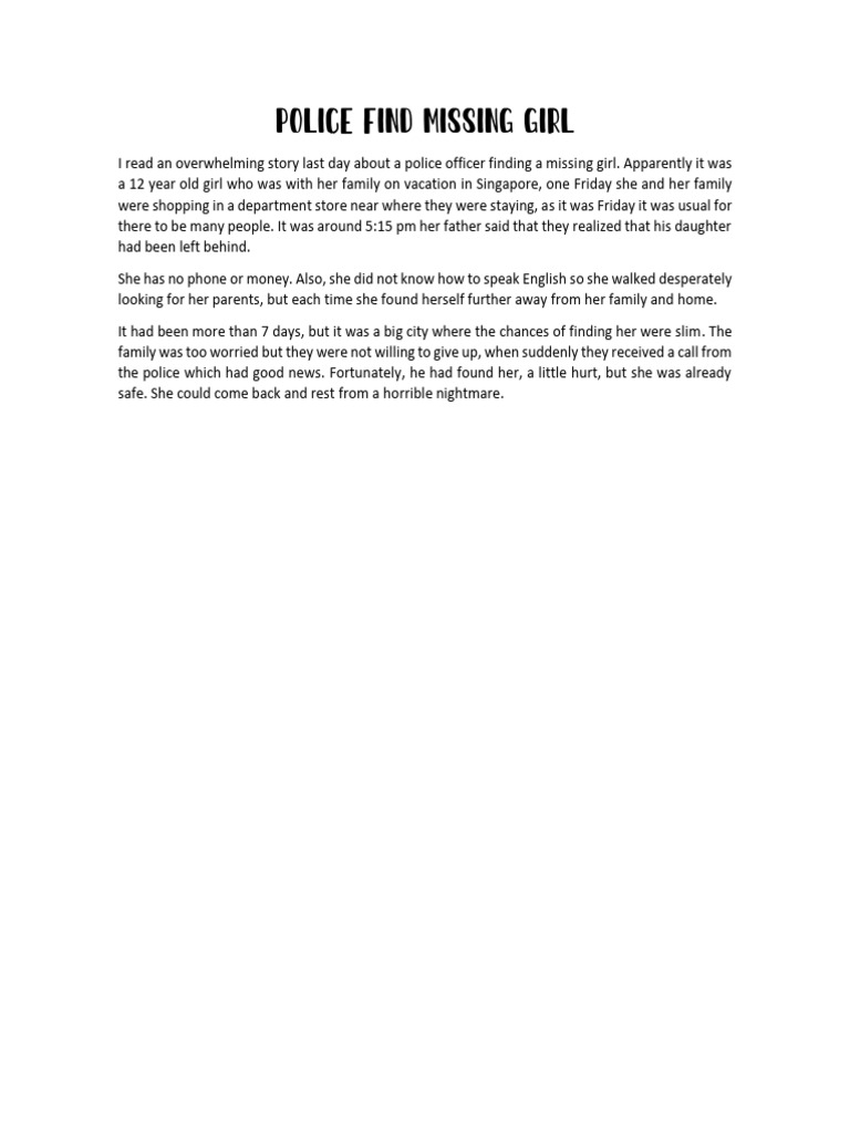 Police Find Missing Girl | PDF