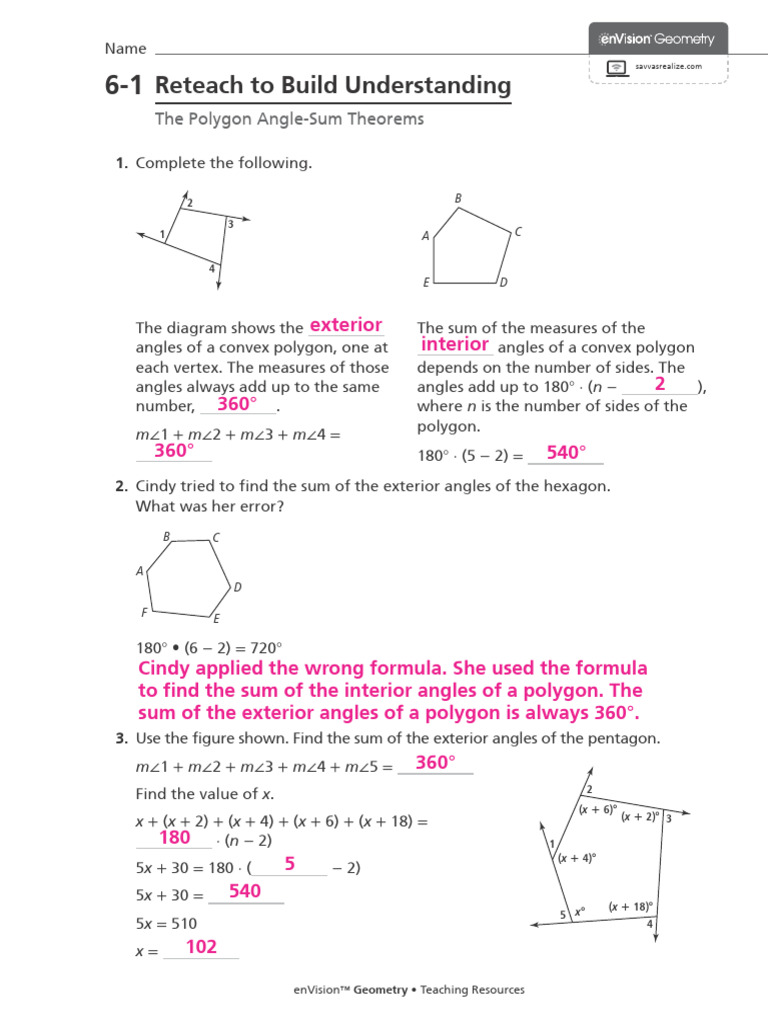 6-1 - Reteach To Build Understanding - Answer Key | PDF