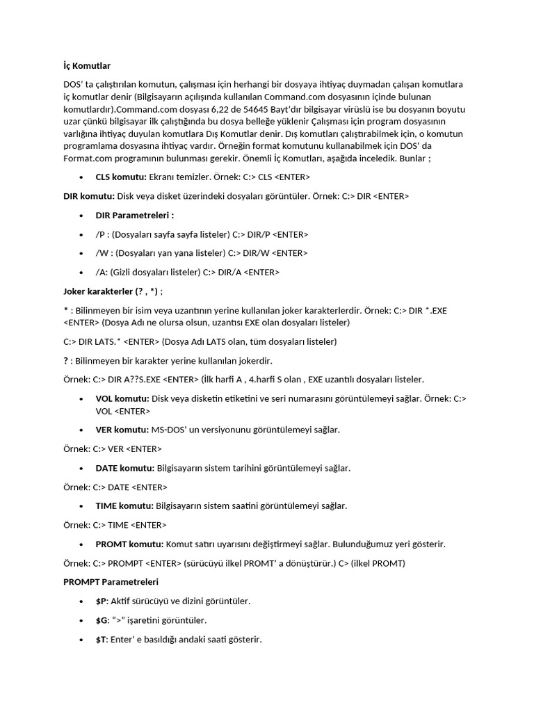 komutlar | PDF