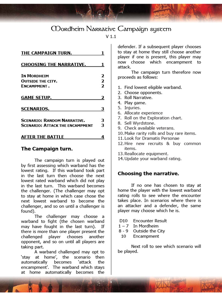 Mordheim Narrative Campaign Guide | PDF