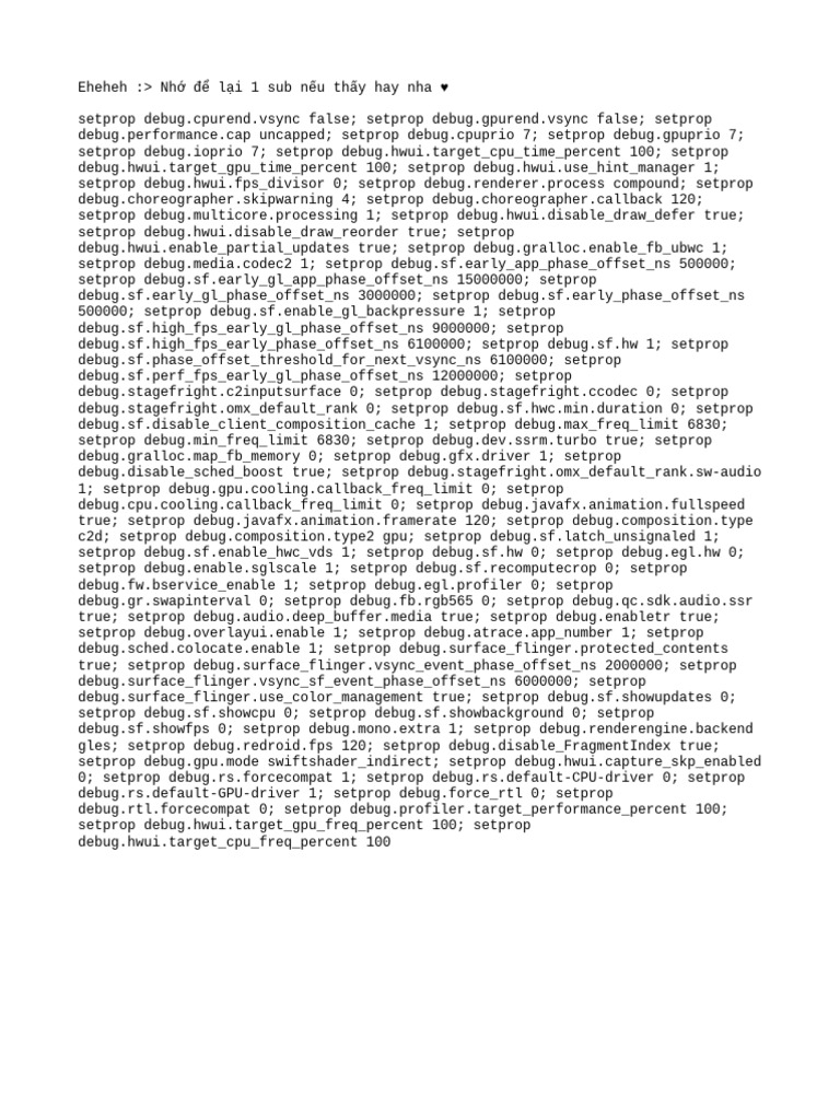 code setprop tăng hiệu năng | PDF