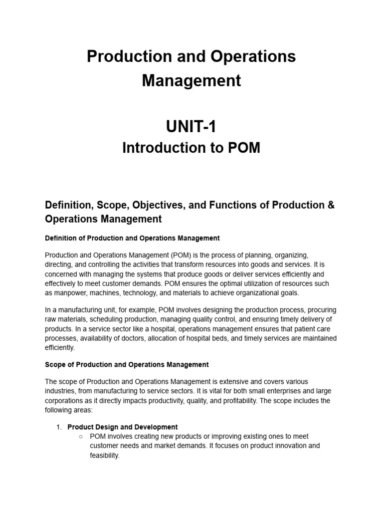 POM Notes All Units | PDF | Operations Management | Supply Chain