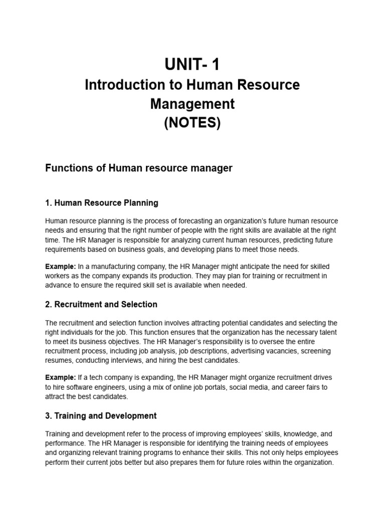 HRM Notes, All Units | PDF | Human Resource Management | Human Resources