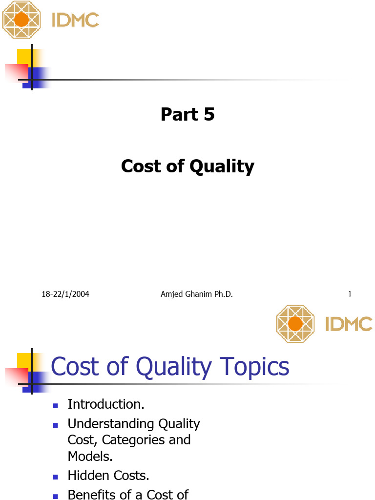 Quality Topics-Costs of Quality | PDF | Quality Management | Cost