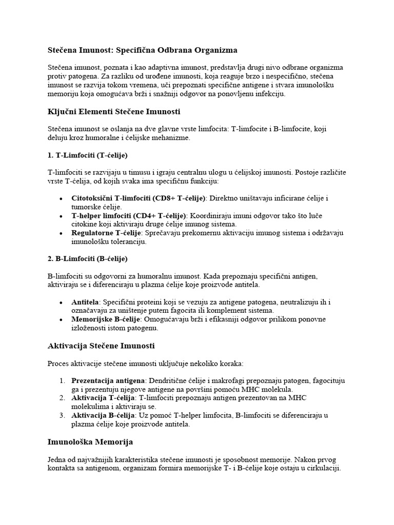 Stečena Imunost | PDF