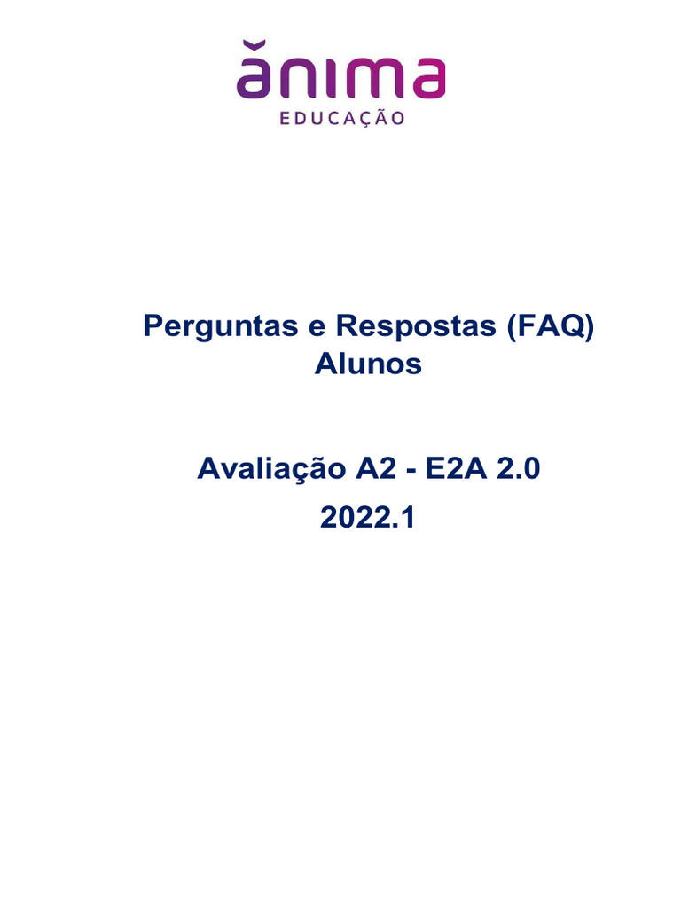 Prova A2 - FAQ para alunos | PDF