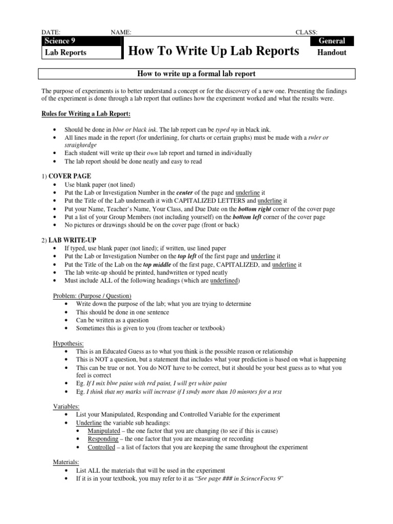 9 How To Write Up A Lab Report | PDF | Experiment | Hypothesis