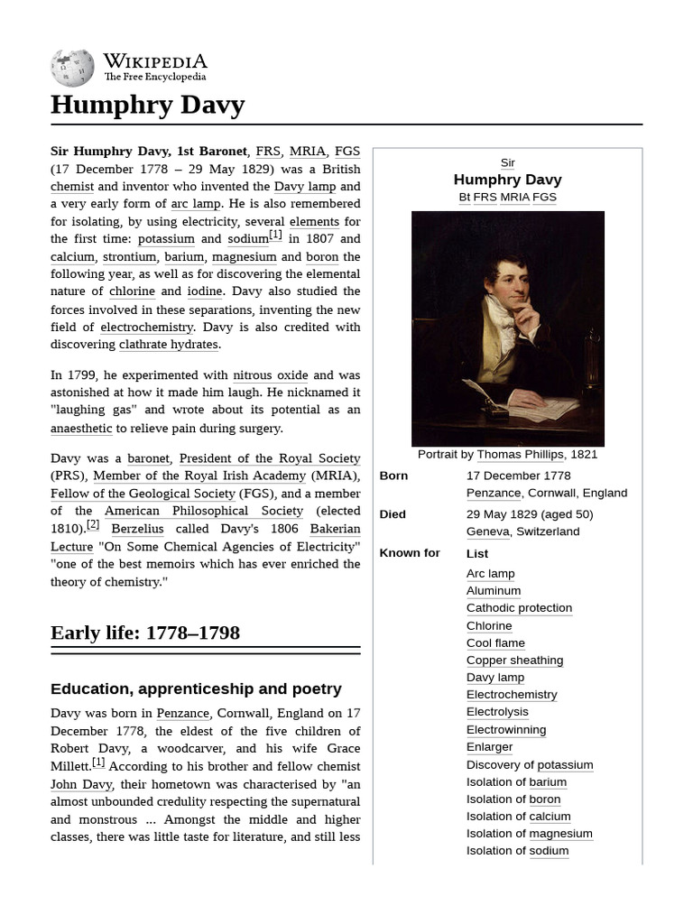 Humphry Davy | PDF