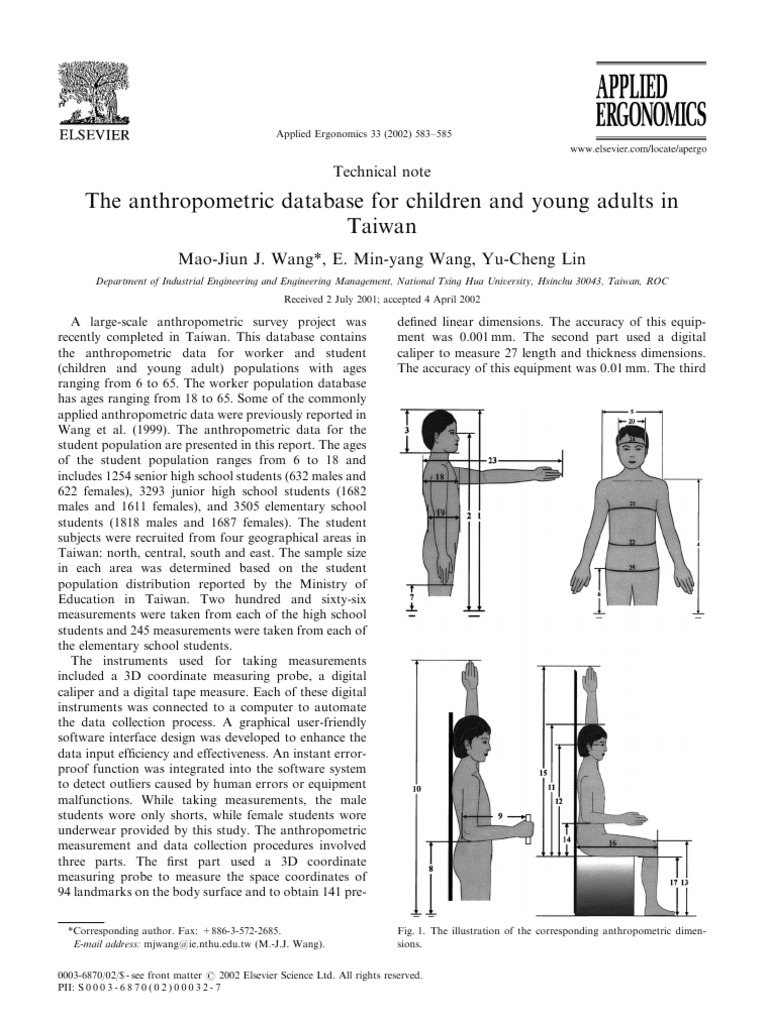 The Anthropometric Database For Children and Young Adults in | PDF ...