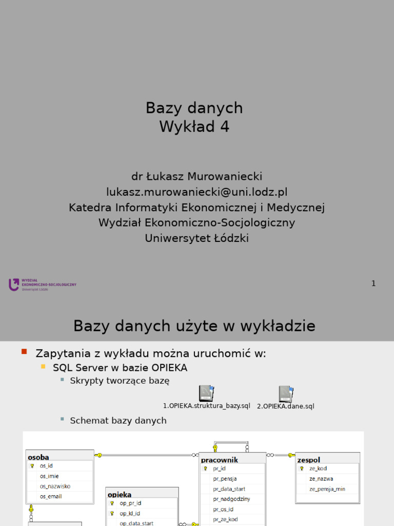 Bazy Danych - Wykład 04 - SQL SELECT | PDF