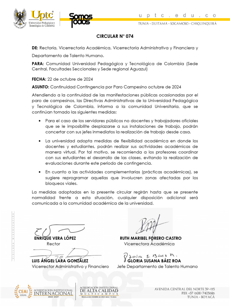 CIRCULAR PARO CAMPESINO 22 Octubre | PDF