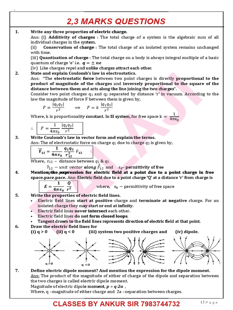 Important Questions - 2 3 Marks | PDF | Electromagnetic Induction | Inductance