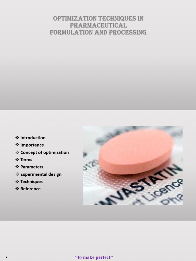 Pharmaceutical Optimization Techniques | PDF | Mathematical Optimization | Experiment