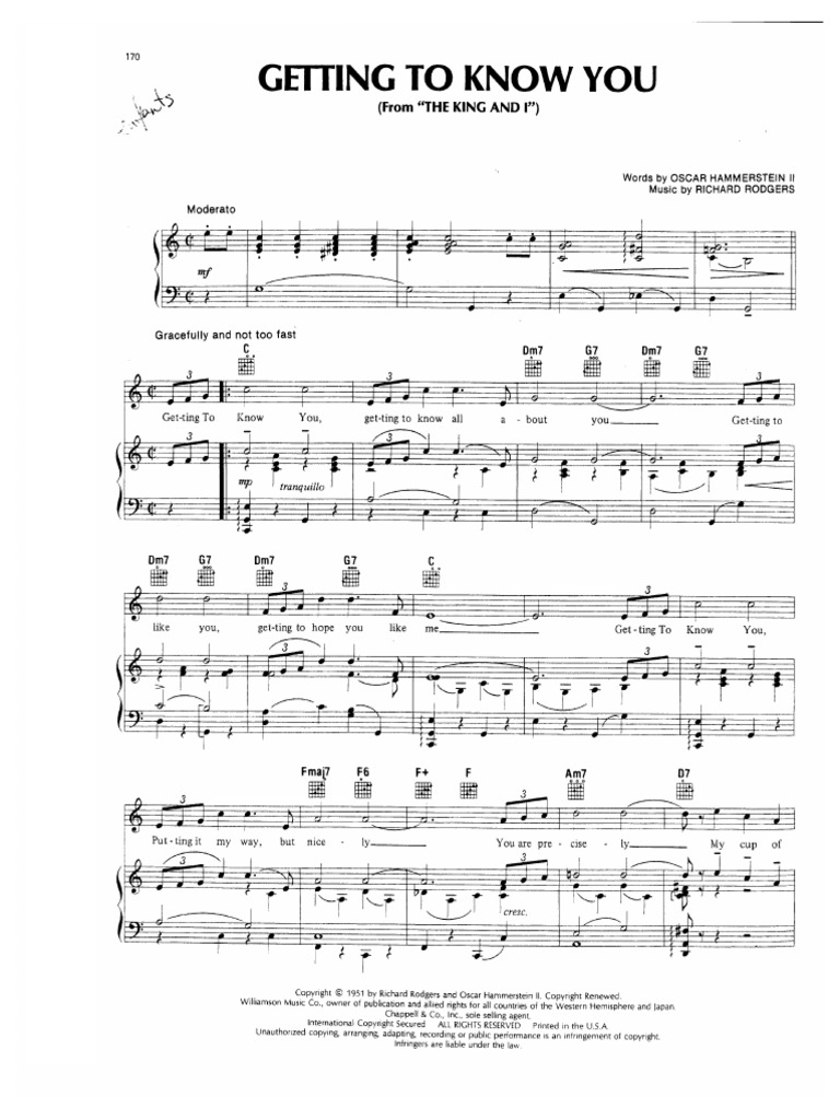 Getting to Know You Lyrics | PDF