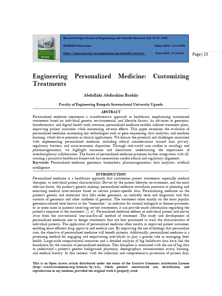 Engineering Personalized Medicine: Customizing Treatments (WWW - Kiu.ac ...