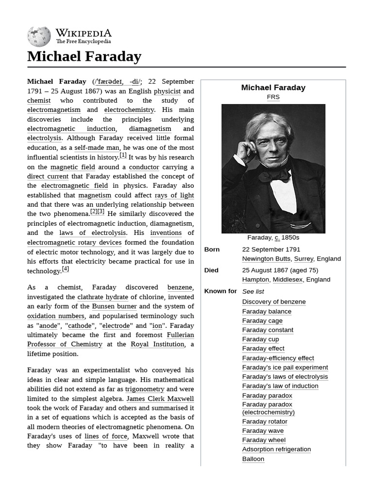 Michael_Faraday | PDF | Electromagnetic Induction | Electricity