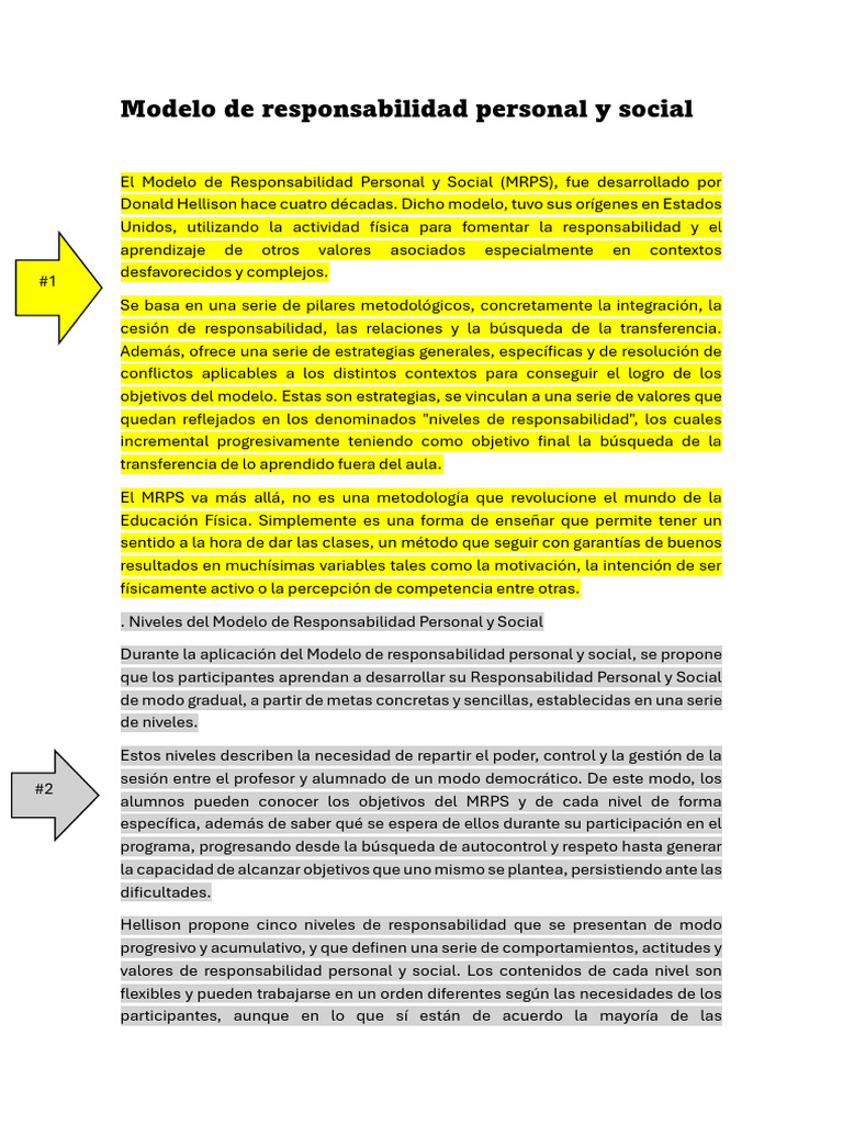 Modelo de Responsabilidad Personal y Social | PDF | Maestros ...