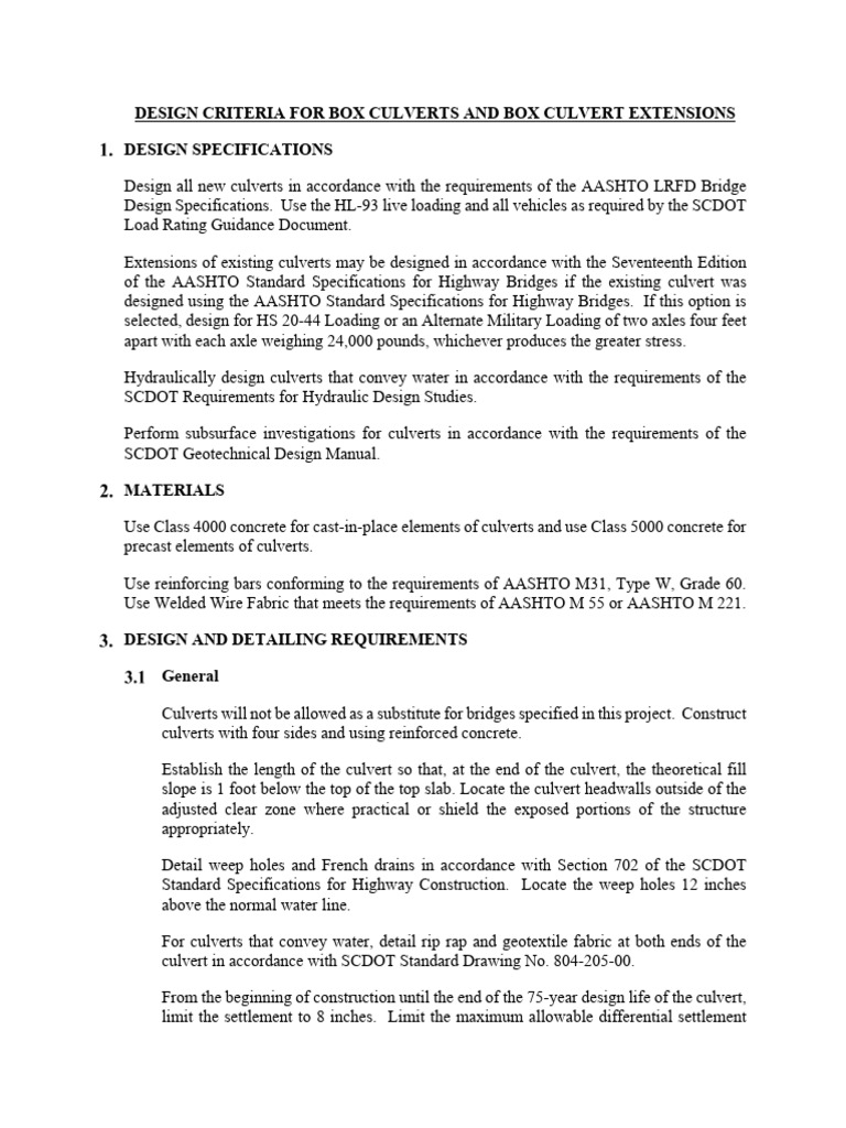 Box Culvert Design Specifications | PDF | Precast Concrete | Concrete