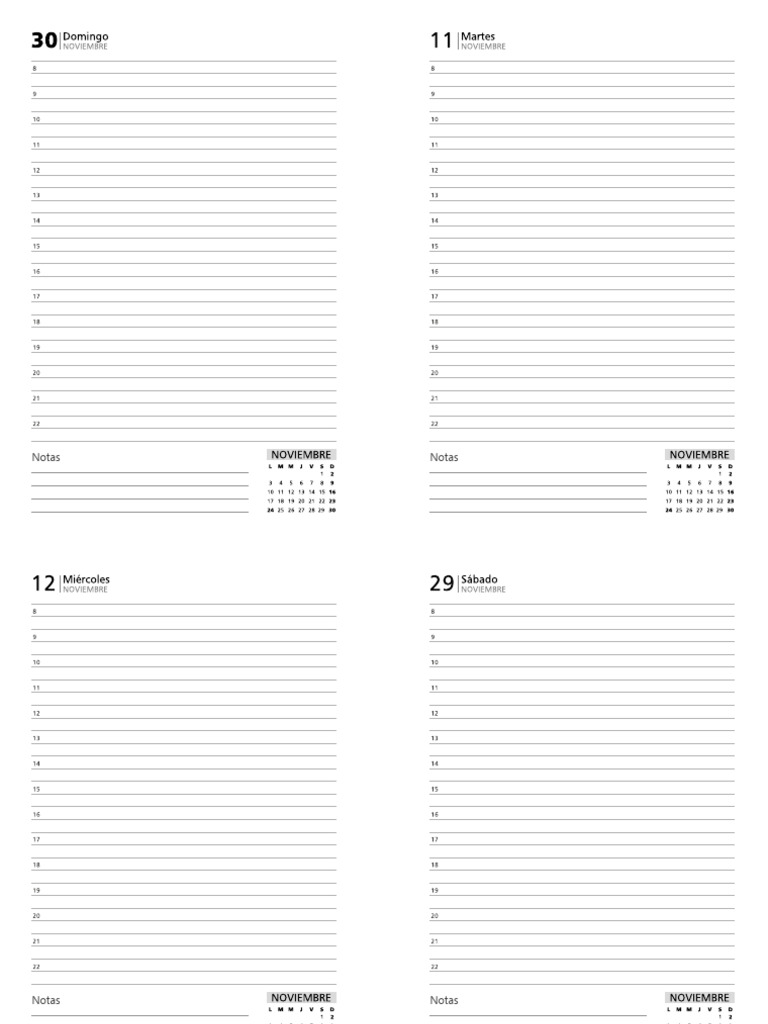 COSER (20) - Agenda Diaria 2025 Horarios | PDF