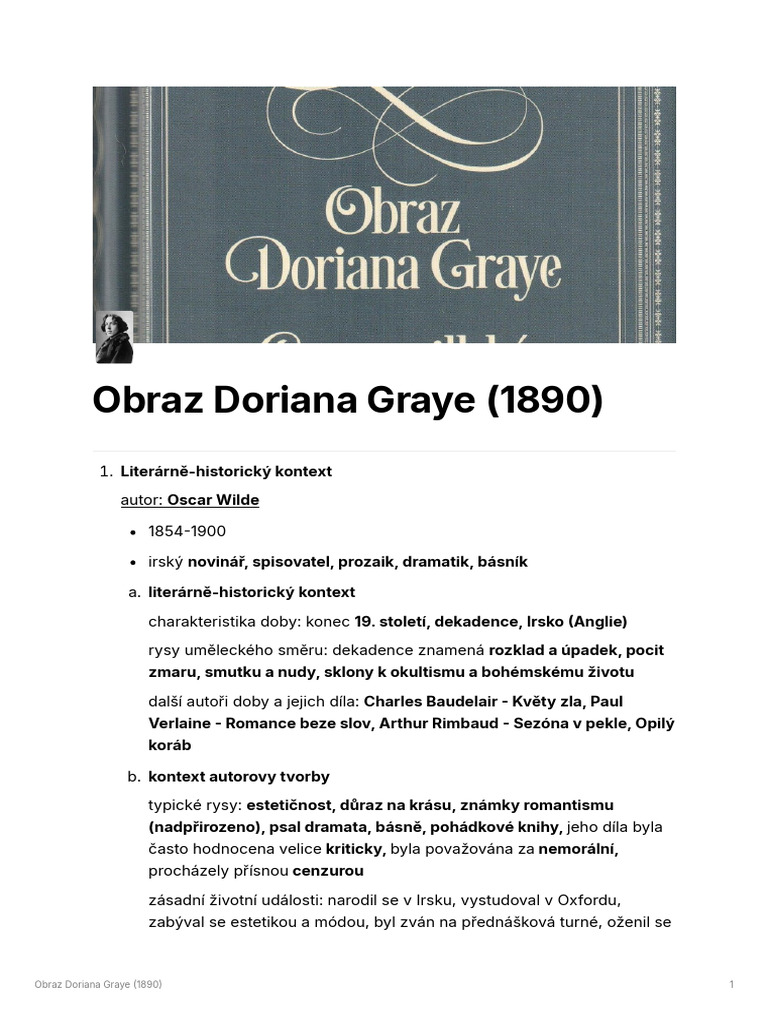 Obraz Doriana Graye | PDF