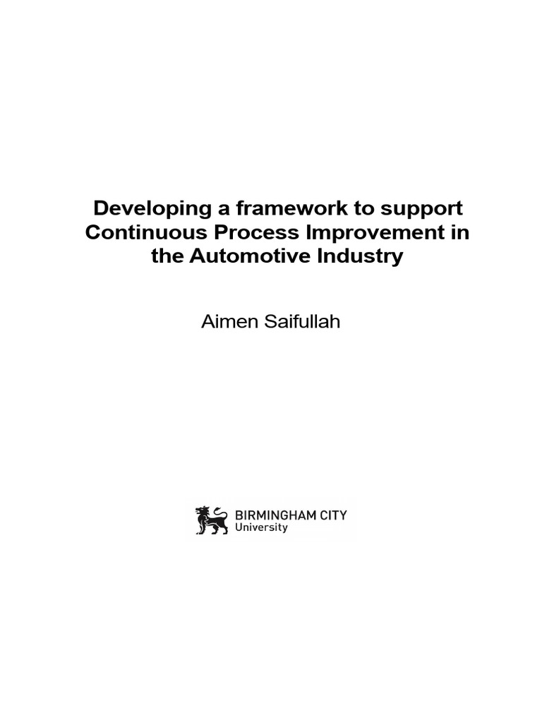 Continuous Process Improvement Framework | PDF | Methodology | Six Sigma