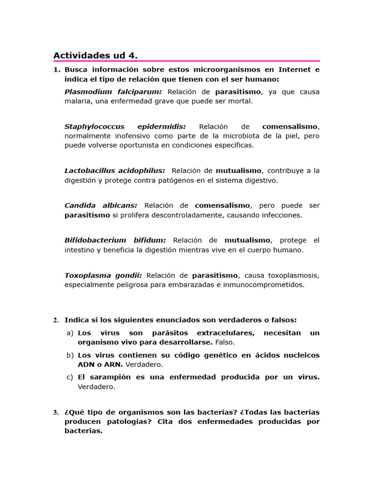 Actividades Ud 4. Dpp. | PDF | Infección | Virus