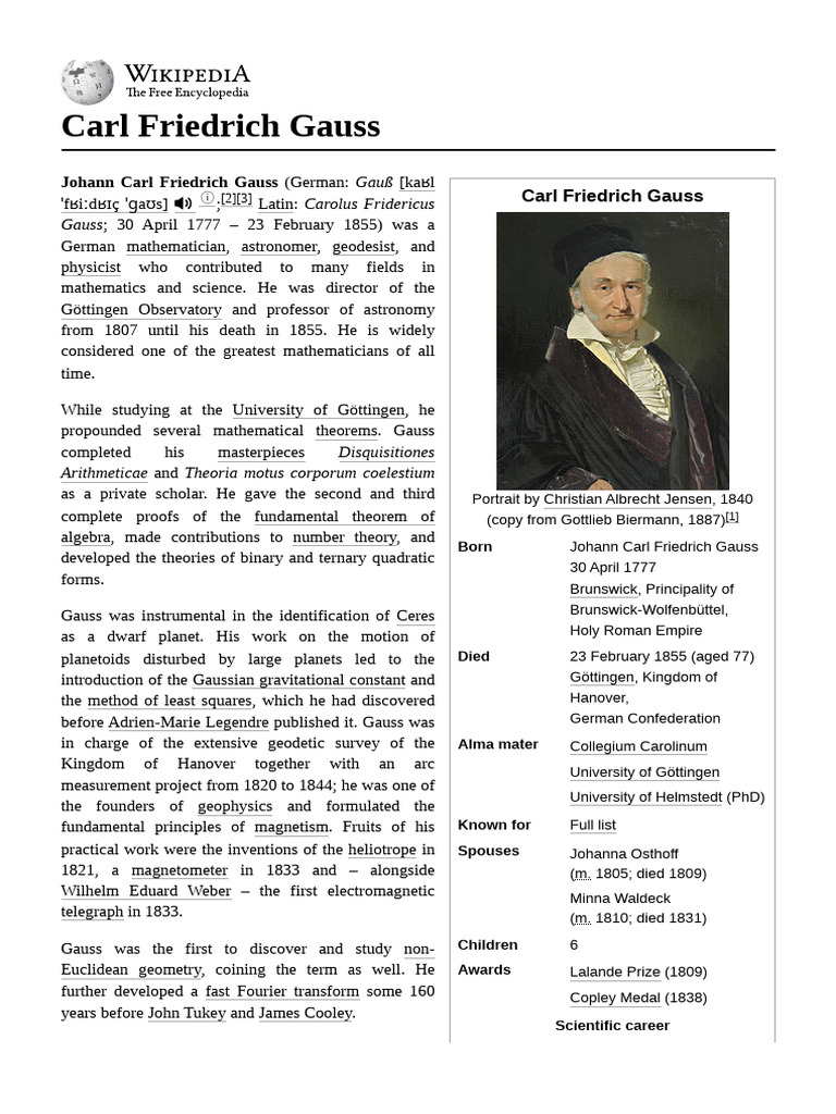 Carl_Friedrich_Gauss | PDF | Number Theory | Numbers